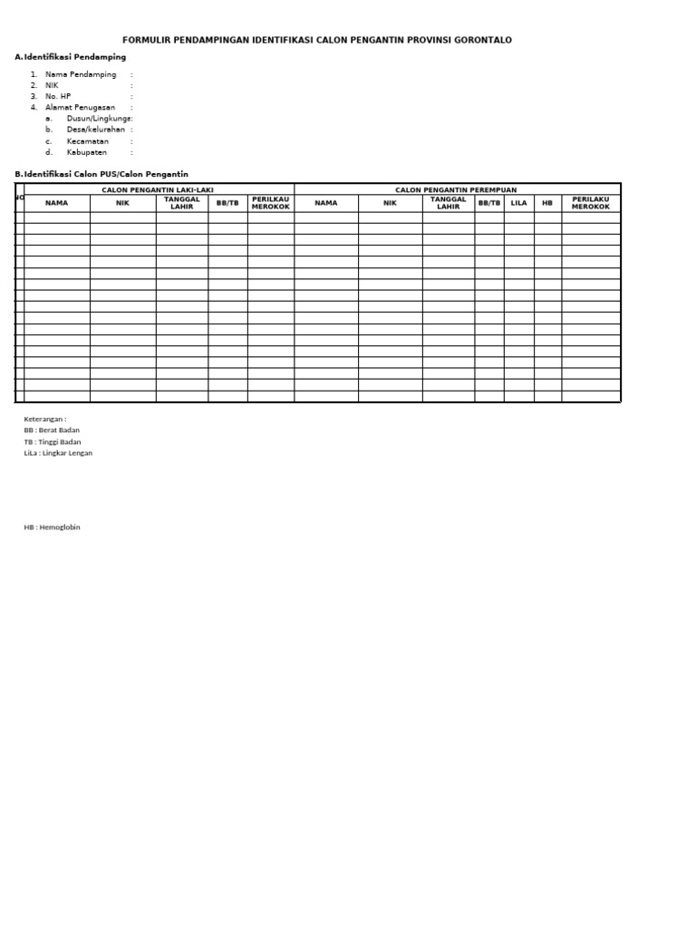 Form Pendampingan Catin | PDF