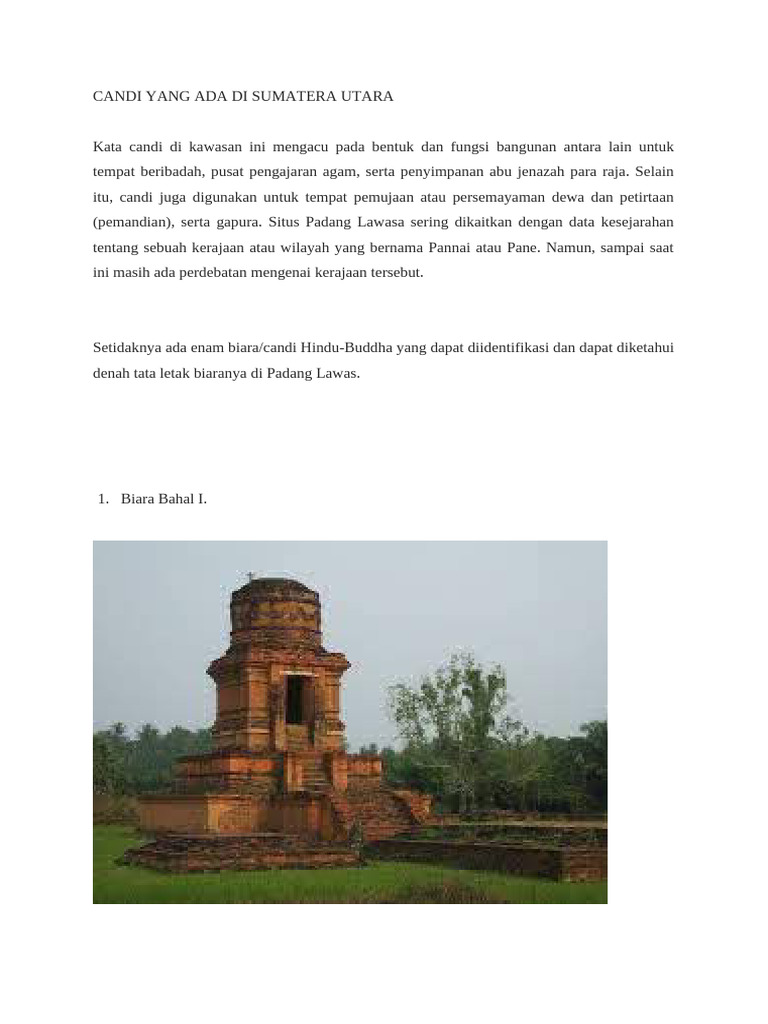 Candi Yang Ada Di Sumatera Utara | PDF