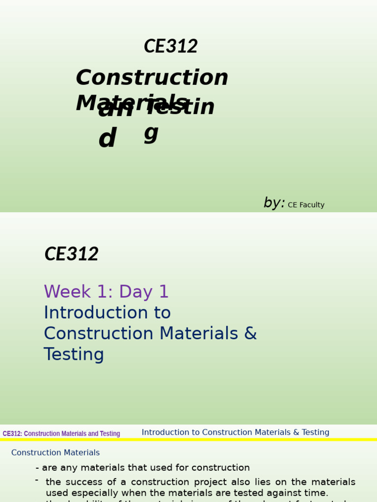 Lecture Note 1. Introduction to Construction Materials & Testing | PDF