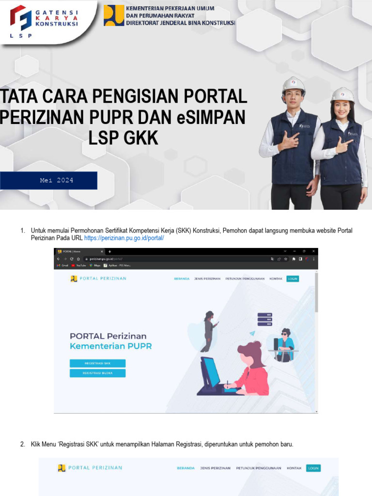 TATA CARA PENGISIAN PORTAL PERIZINAN PUPR DAN eSIMPAN 2024 | PDF