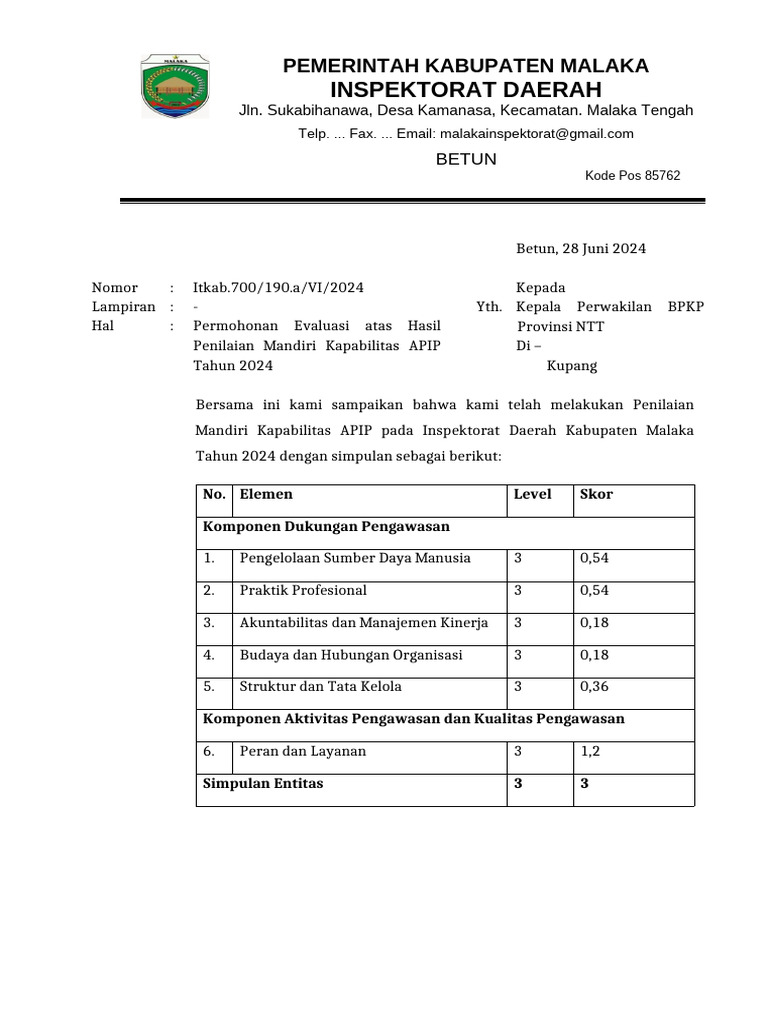 Contoh Format Surat Permintaan Evaluasi | PDF
