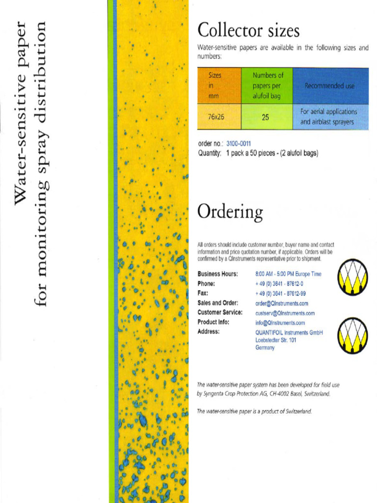Water Sensitive Paper Syngenta Agro | PDF
