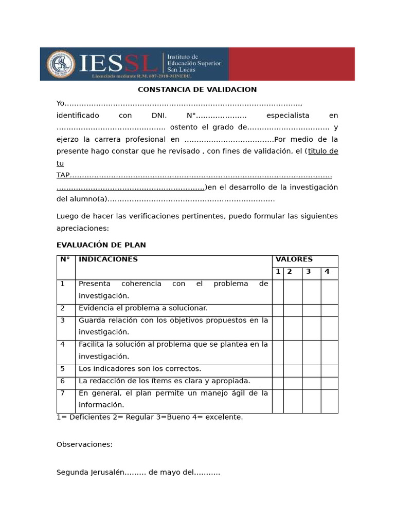 Constancia de Validacion | PDF Constancia de Validacion | PDF