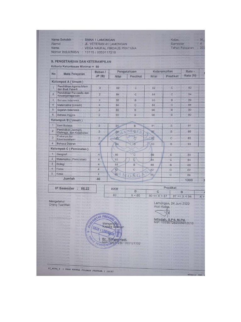 Nilai Rapot Telkom - Compressed | PDF