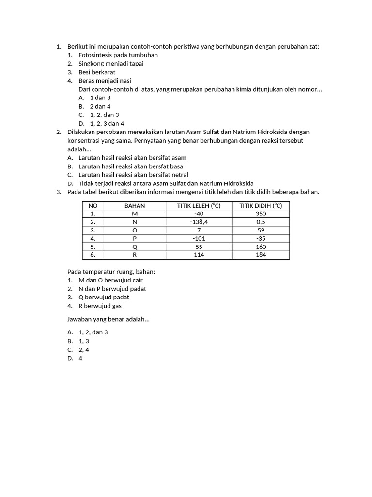 Soal Kimia Seleksi OSN | PDF