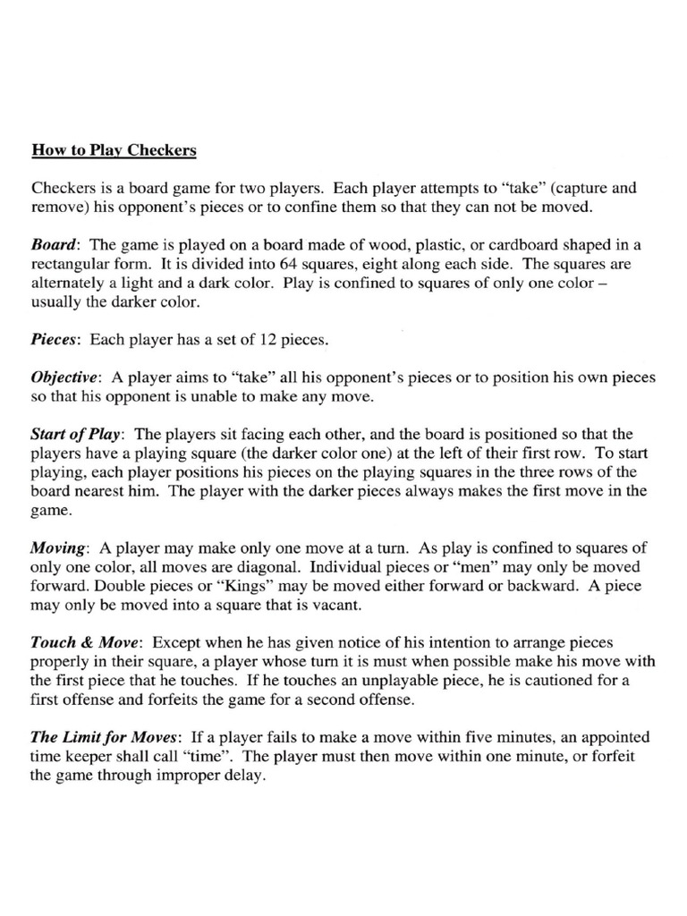 How To Checkers Game | PDF