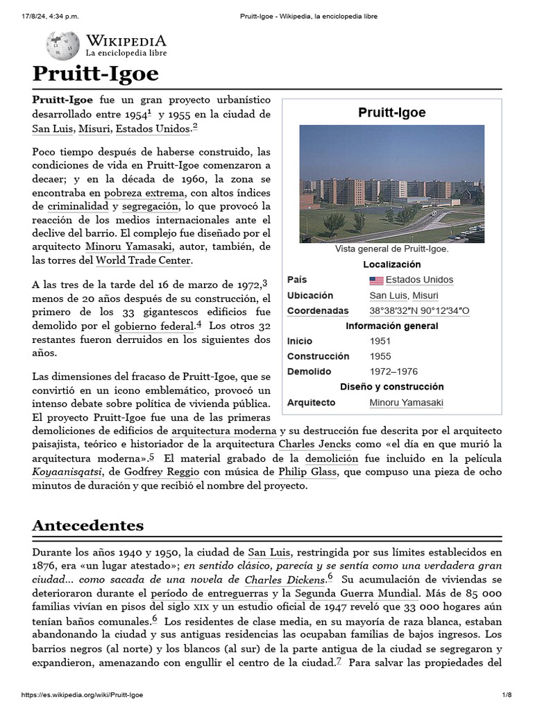 Pruitt-Igoe - Wikipedia, La Enciclopedia Libre | PDF