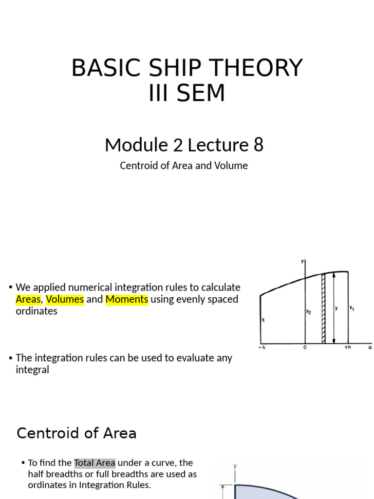 BST SEMIII 2024 Module 2 Lecture 8 PPT - Centroid of Area and Volume | PDF | Area | Integral