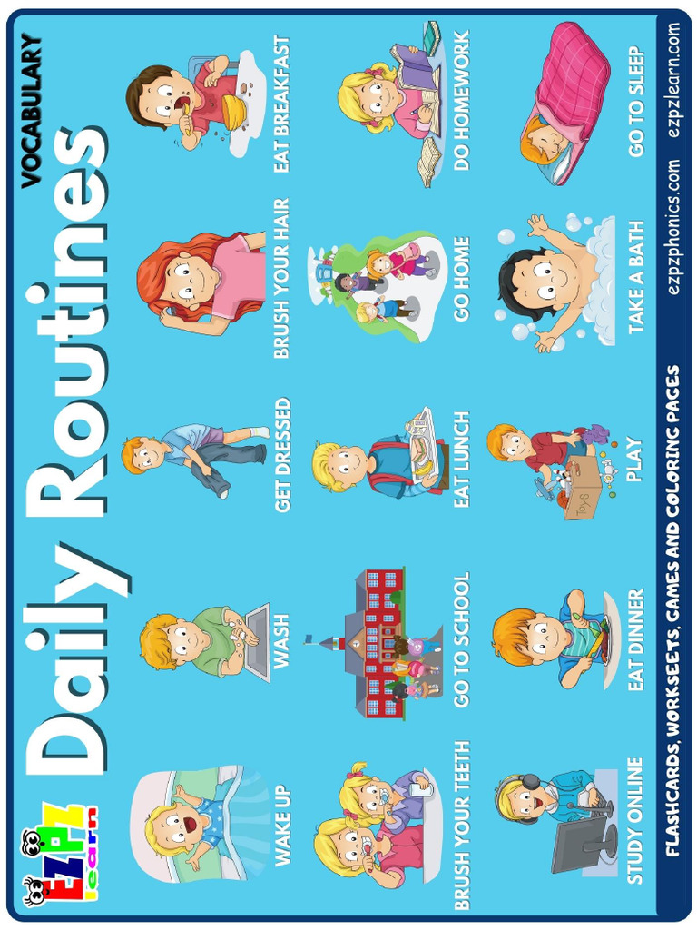 Daily Routines Vocabulary Picture Dictionary Join Now For Free ...