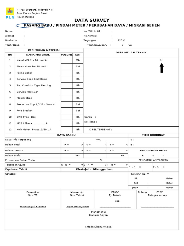 Form Data Survey-1 Jadi | PDF