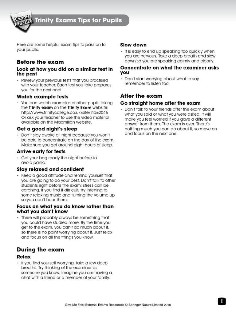 GMF Trinity Tips For Pupils | PDF