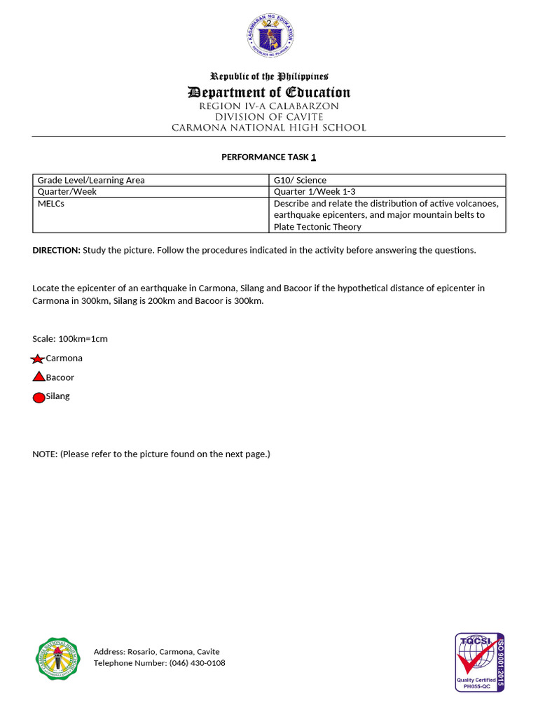 Performance Task 1 q1 With Rubrics | PDF