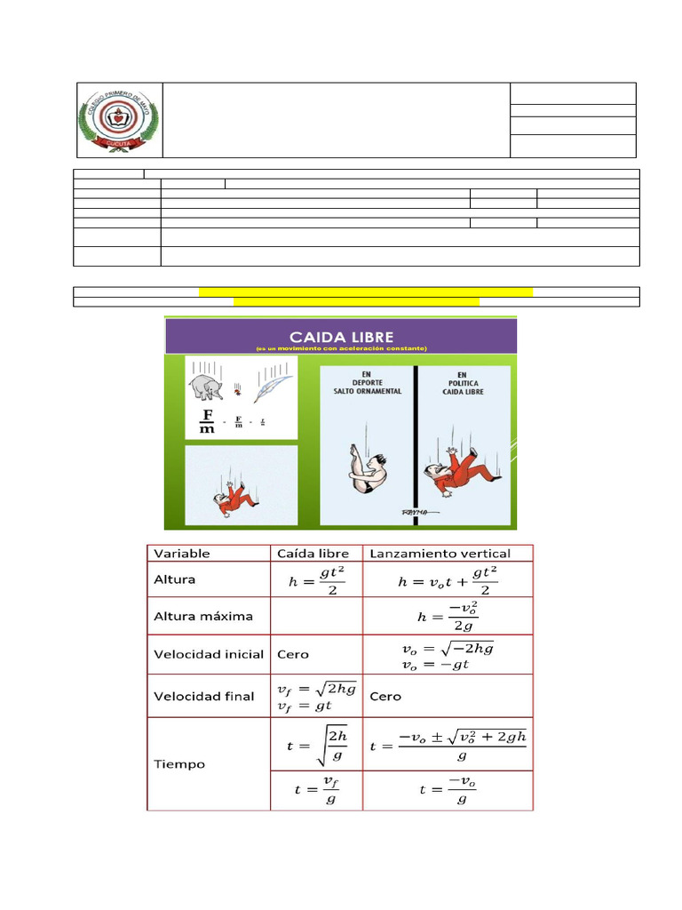 8. GUÍA 8. CAIDA LIBRE | PDF