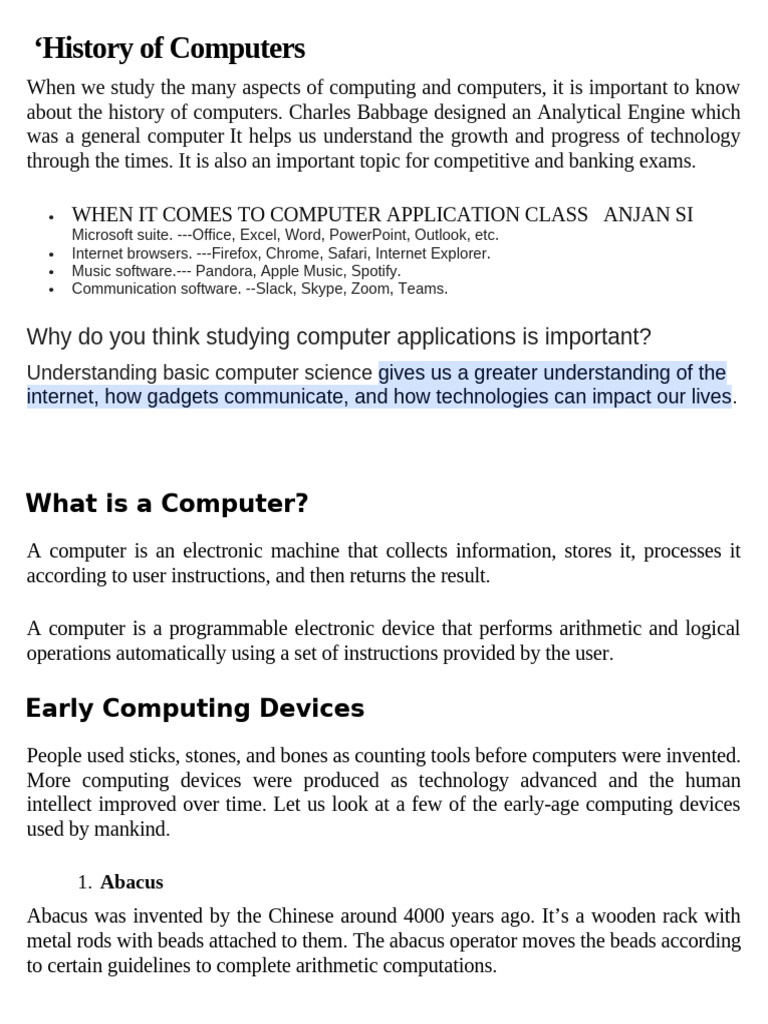History of Computers | PDF