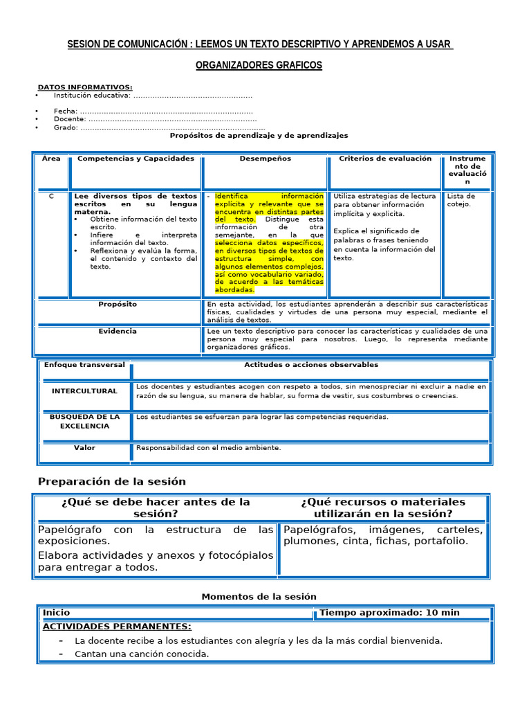 4° Sesión Día 3 Com Leemos Un Texto Descriptivo y Aprendemos A Usar ...
