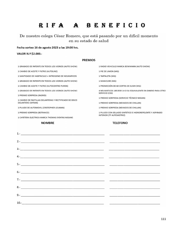Rifa Cesar Romero | PDF