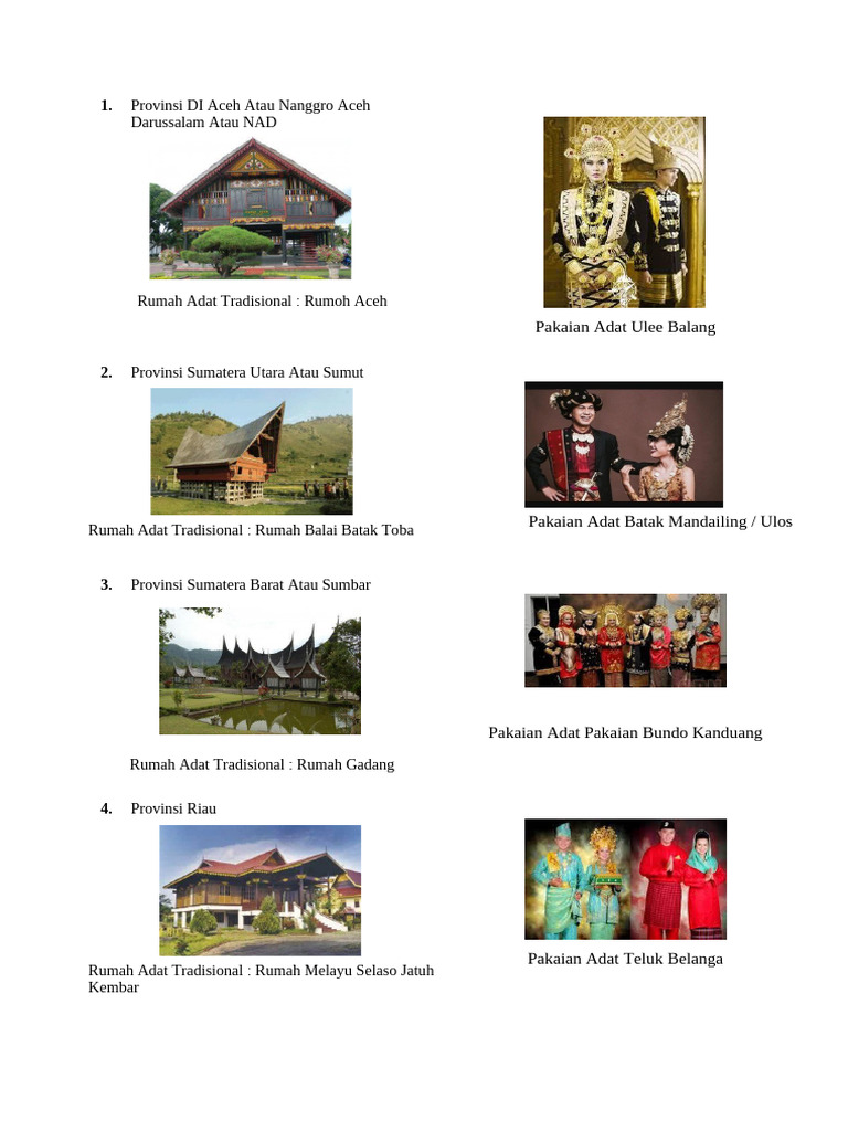 Rumah Adat & Pakaian Adat | PDF