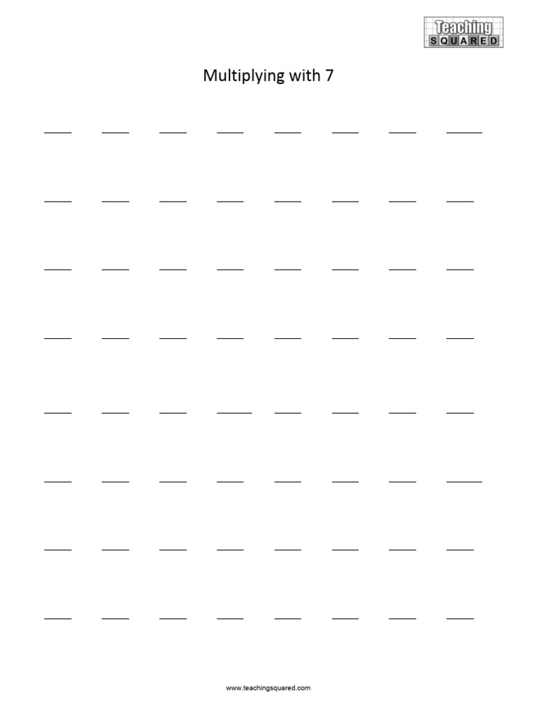 Multiplying With 7 Multiplication Worksheets | PDF