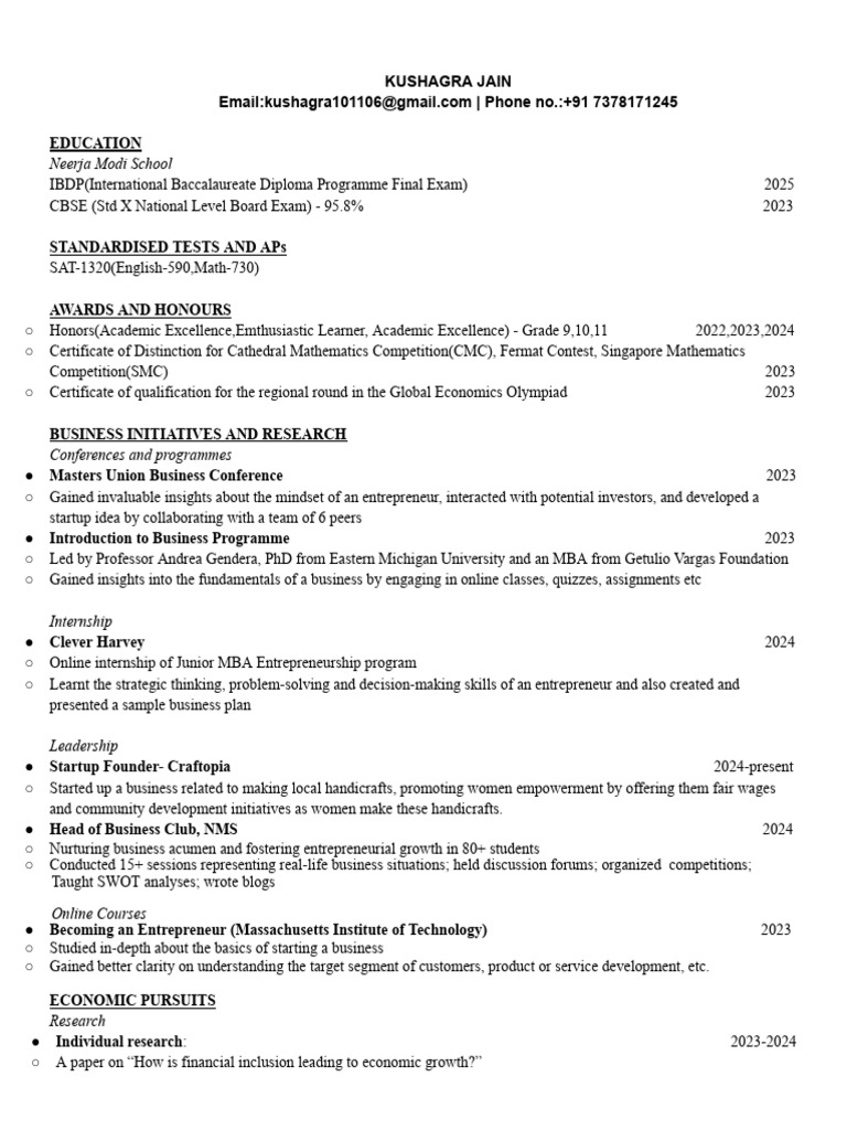 Kushagra Resume 2 | PDF