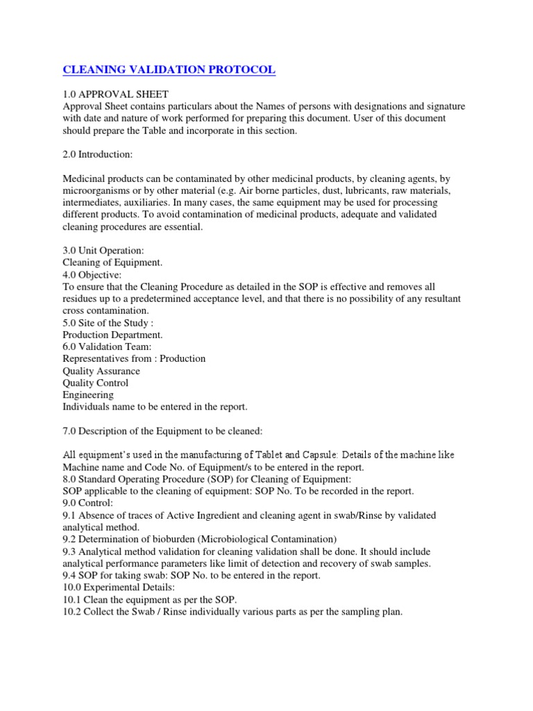 Cleaning Validation Protocol | PDF | Verification And Validation ...