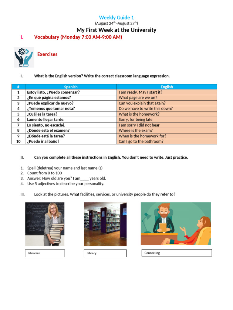 Vocabulary Week 1 | PDF