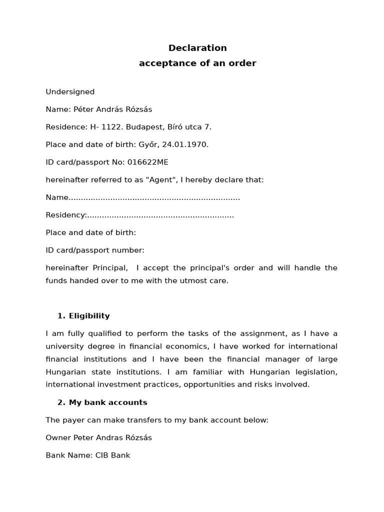 Declaration of Trustee | PDF