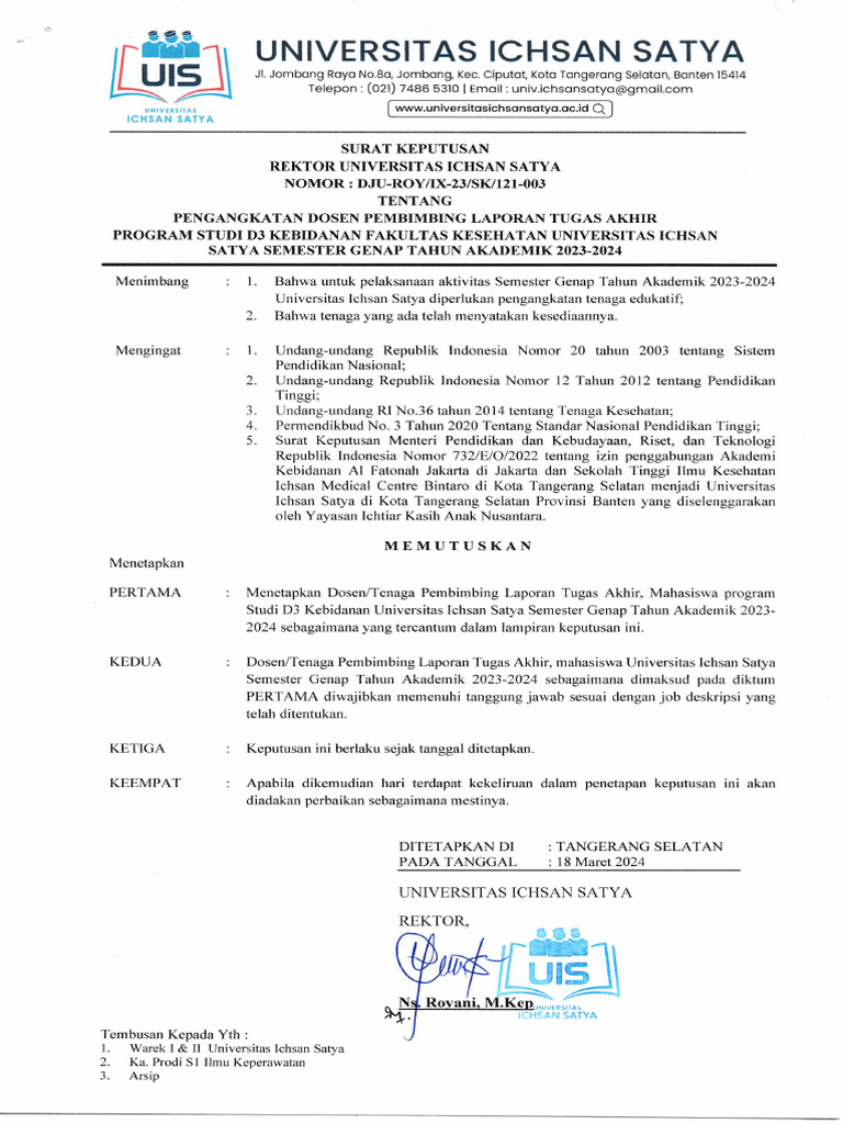 SK Pembimbing Lta 2023-2024 | PDF