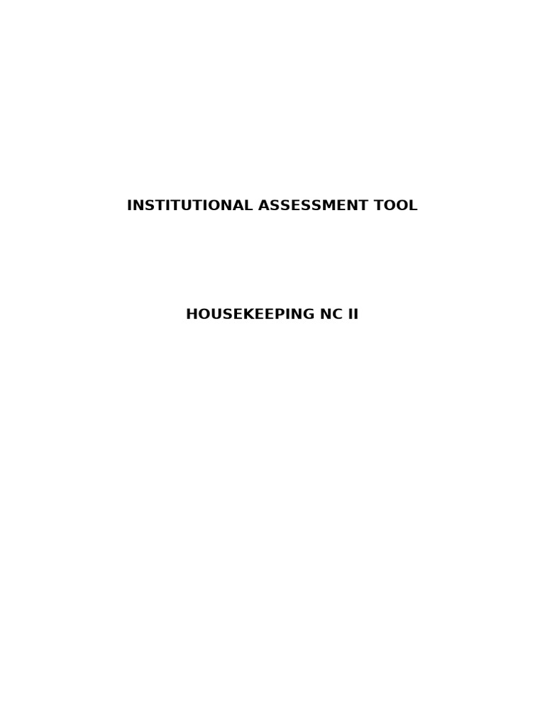 Institutional Assessment For Housekeeping | PDF