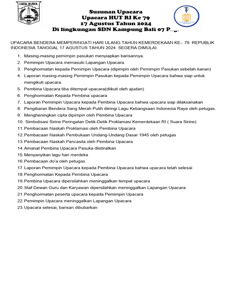 Teks Protokol Upacara 17 | PDF