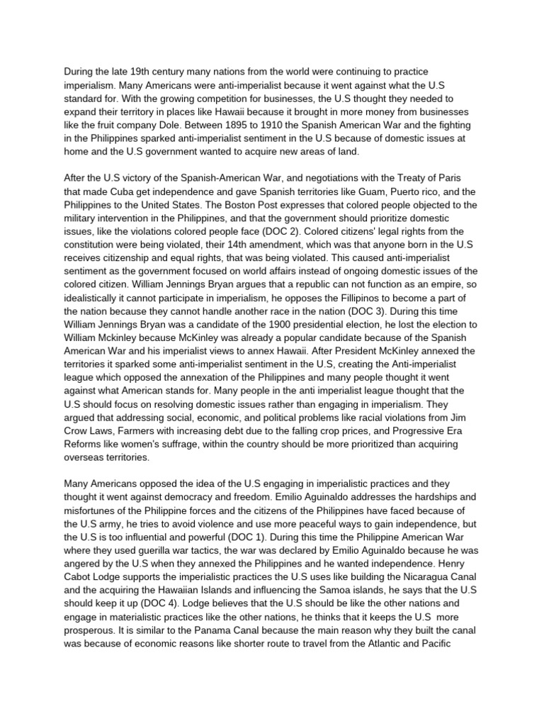 Anti-Imperialism DBQ | PDF