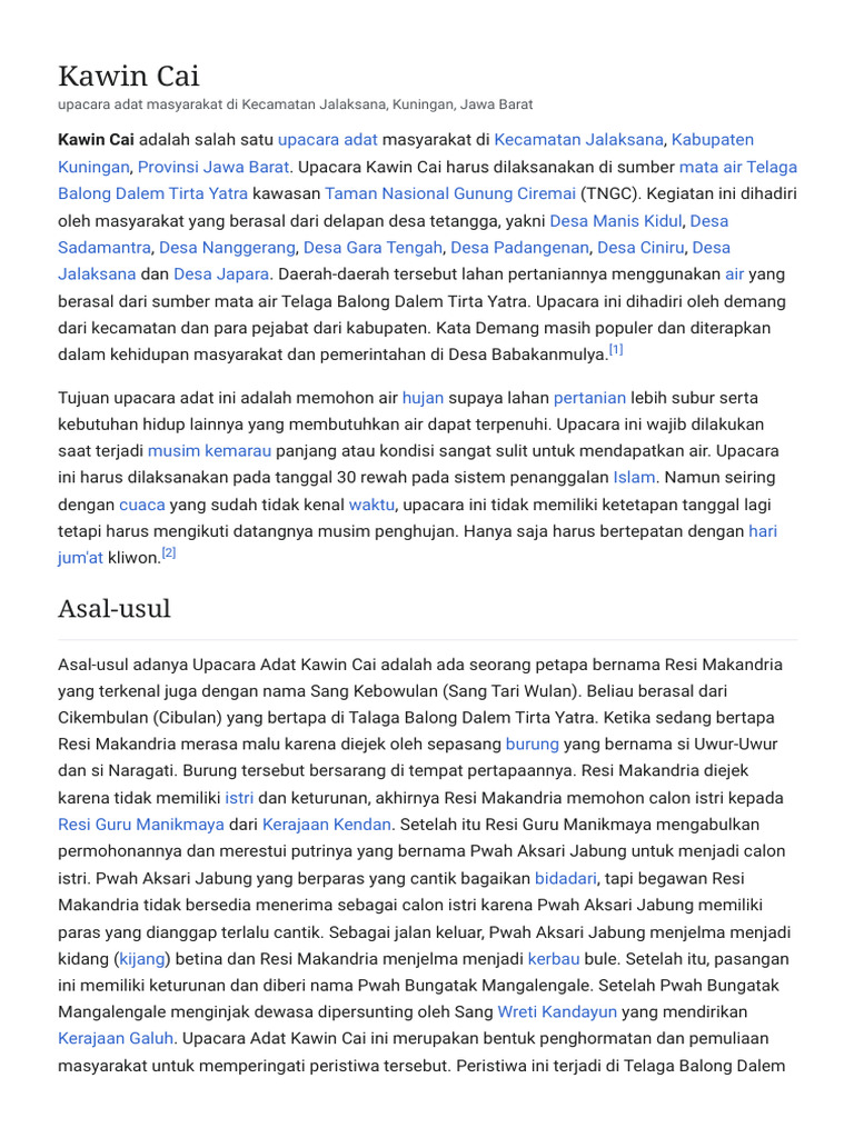 Kawin Cai - Wikipedia Bahasa Indonesia, Ensiklopedia Bebas | PDF