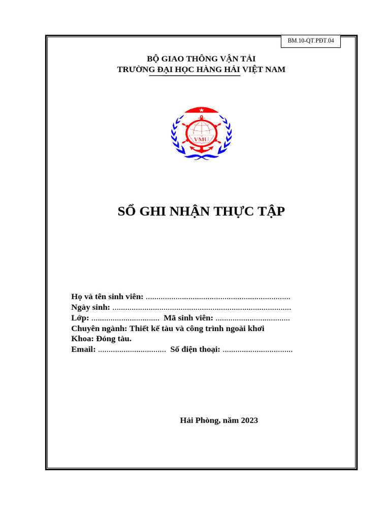 Sổ Ghi Nhận Tt Sinh Viên Ngành Tkt Và Ctnk | PDF