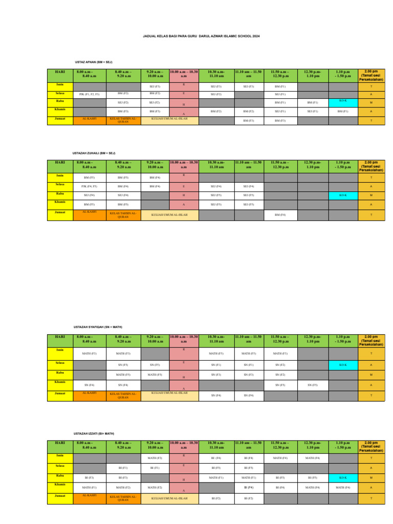 JADUAL KELAS DAIS Jadual Kelas Bagi Guru DAIS 2024 TERKINI 2 | PDF JADUAL KELAS DAIS Jadual Kelas Bagi Guru DAIS 2024 TERKINI 2 | PDF