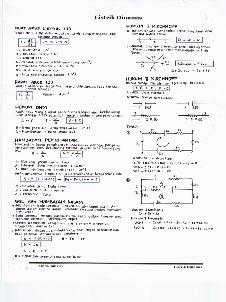 Handout-Listrik Dinamis (Rangkaian Arus Searah) | PDF