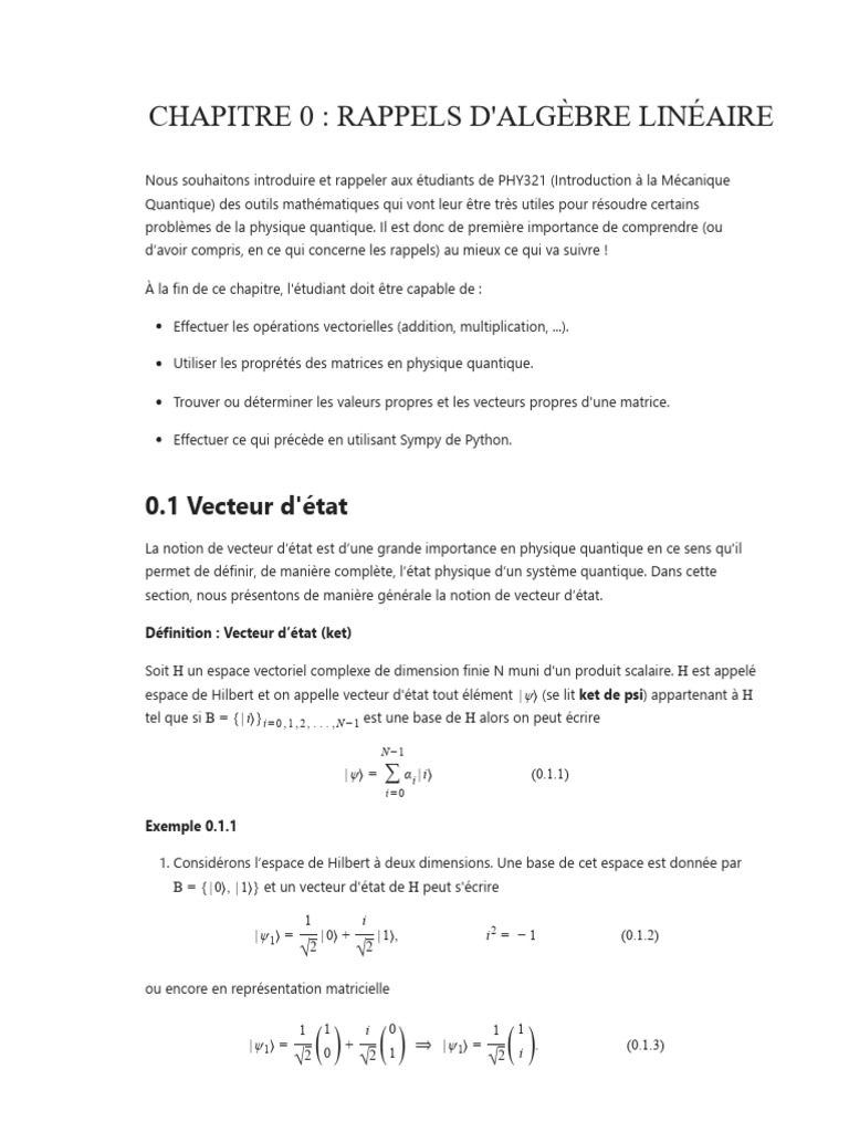 PHY321@Chapitre0 Rappels AlgebreV230916 | PDF