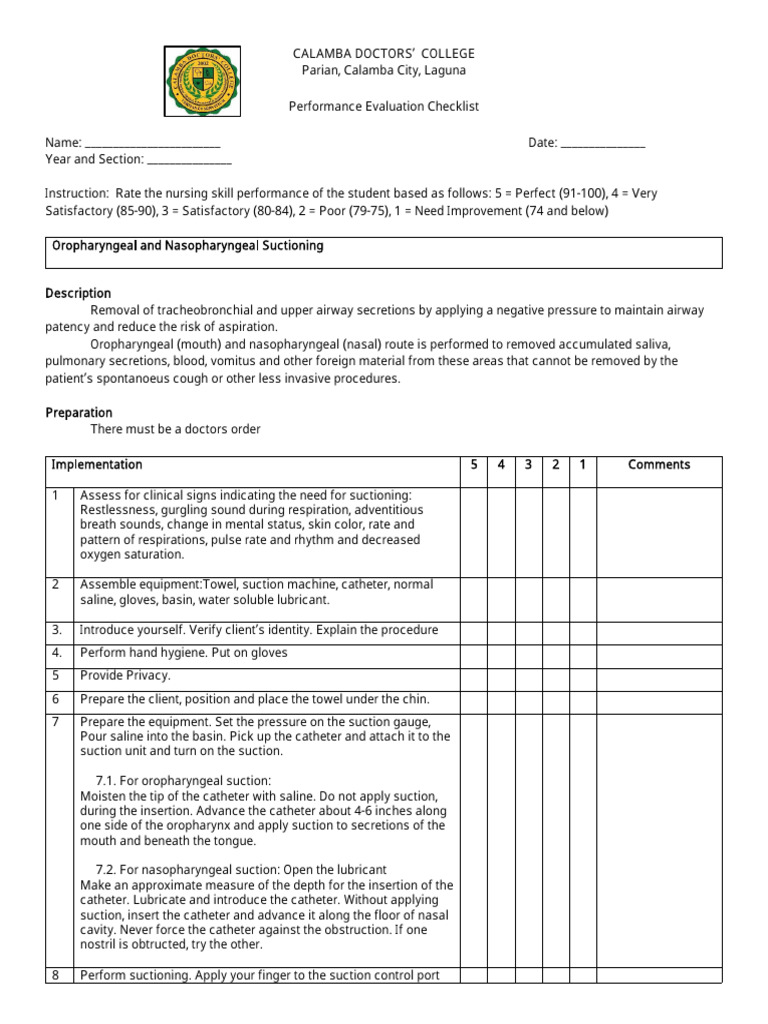 Checklist Newborn Suctioning | PDF