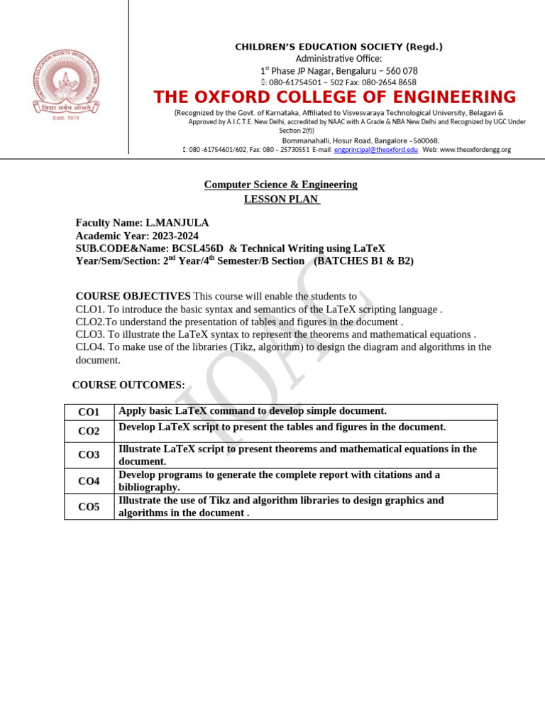 Lesson - Plan - LATEX LABfinal | PDF