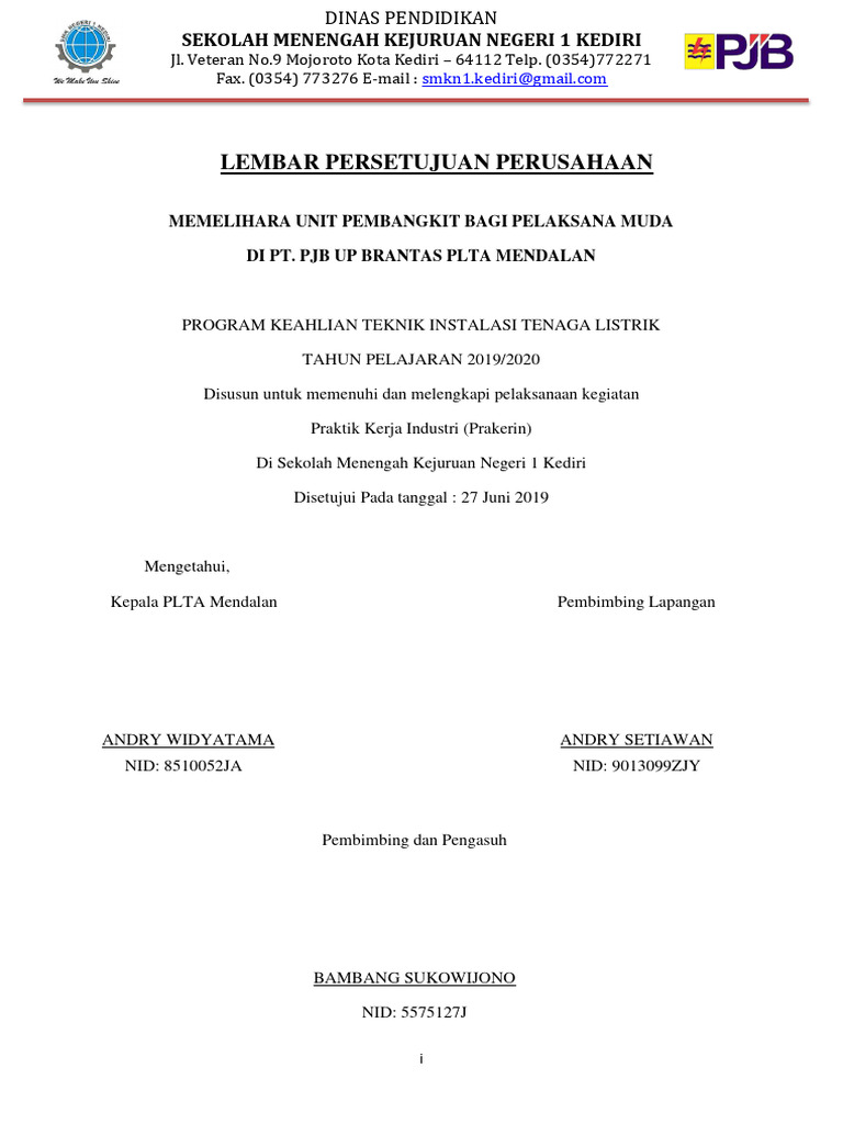 Laporan Akhir Prakerin Di PT PJB PLTA Me | PDF