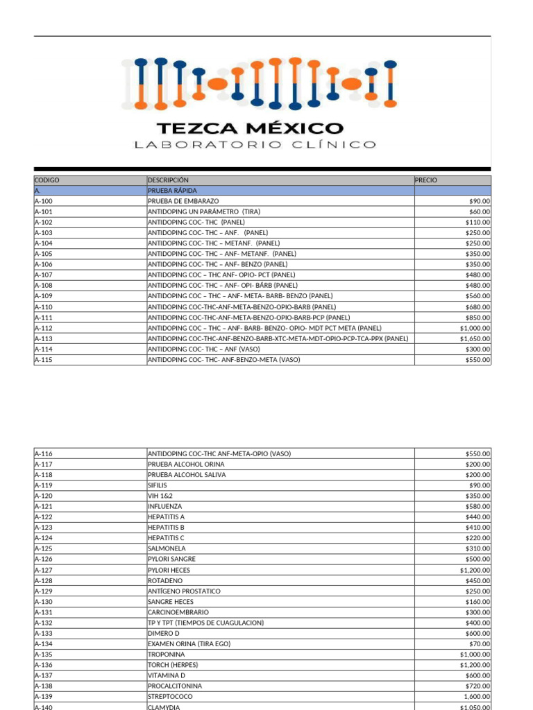 Lista de Precios Tezca | PDF