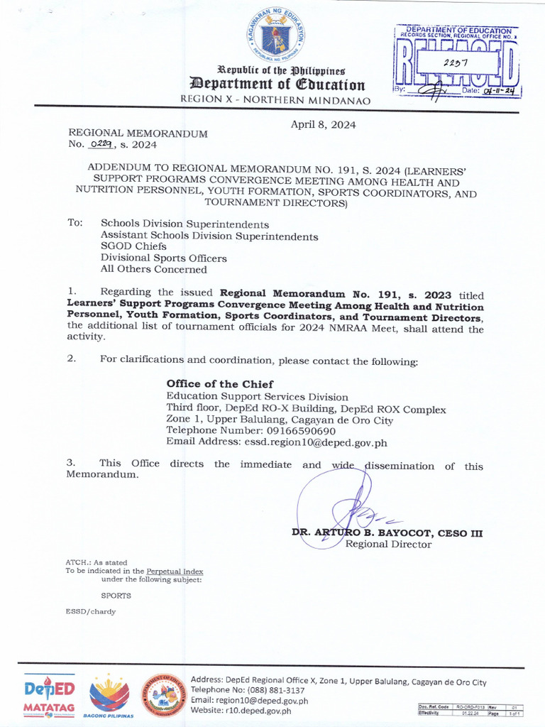 RM - 229 - Addendum To Regional Memorandum No. 191, S. 2024 (Learners ...