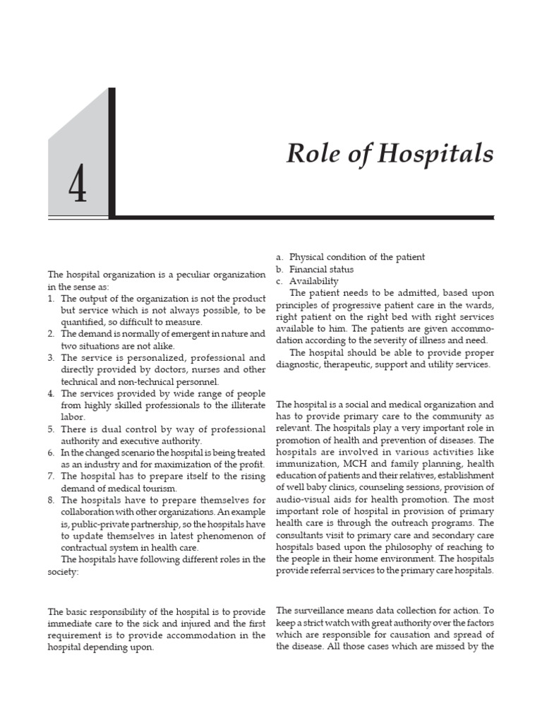4Role of Hospitals | PDF