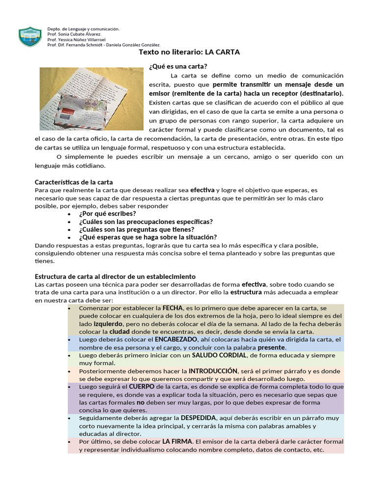 LA CARTA 1° medio | PDF