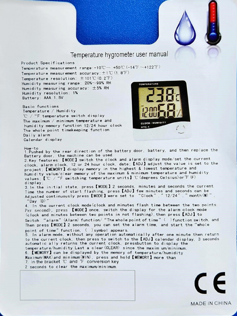 Temperature & Humidity Meter - Manual Guide | PDF