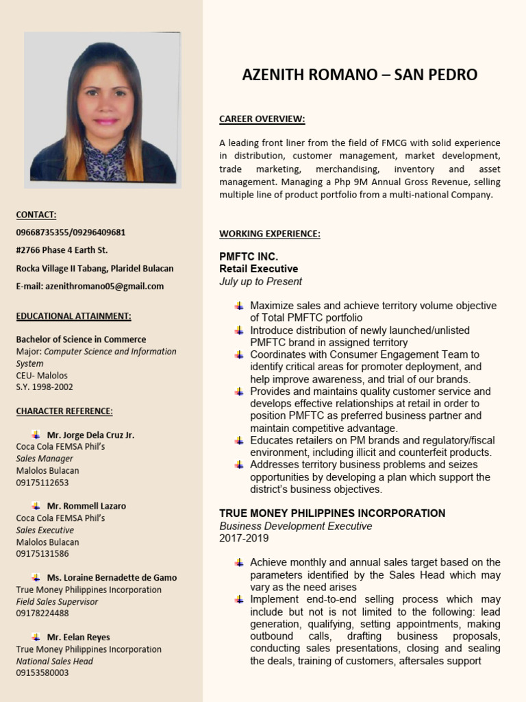 Azineth Resume Edited | PDF | Sales | Marketing