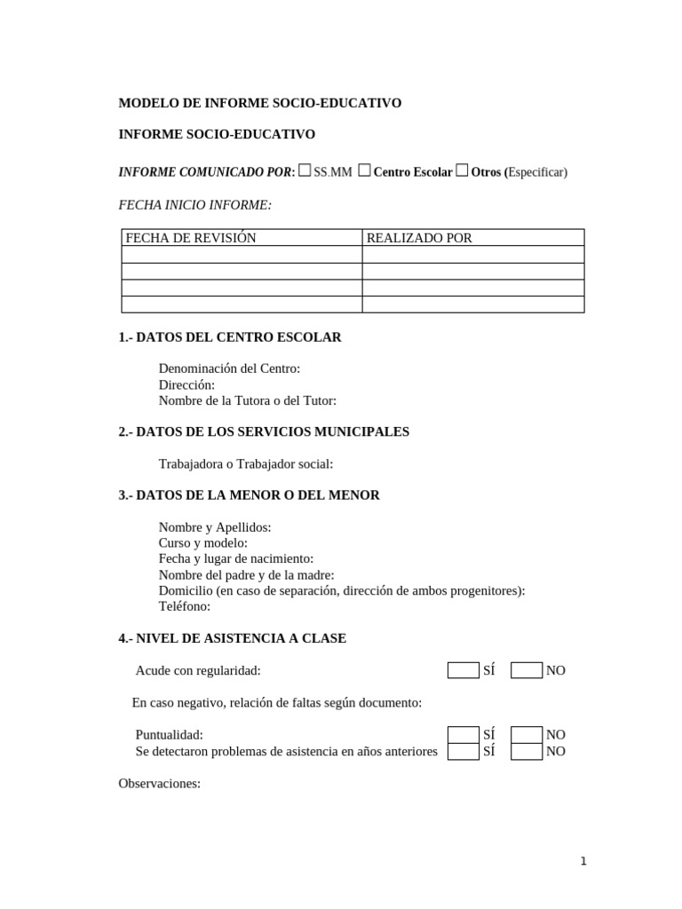 4 1 Modelo de Informe Socio-Educativo | PDF
