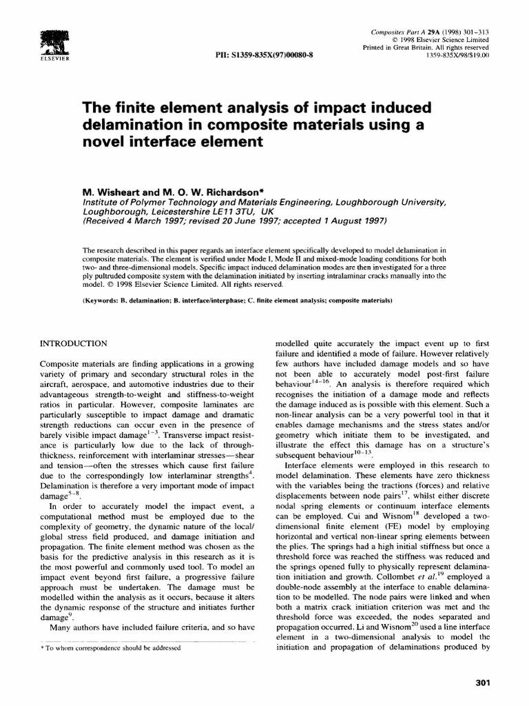 The Finite Element Analysis of Impact Induced Delamination in Composite Materials Using A Novel ...