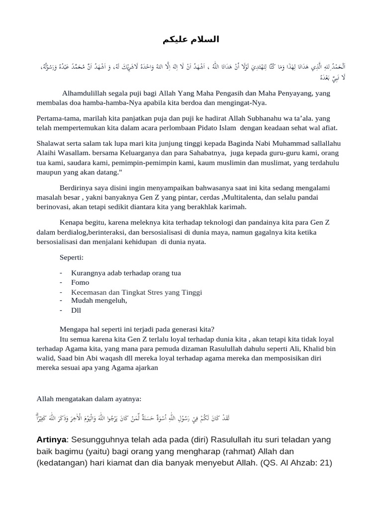 Teks Pidato Agama Islam | PDF