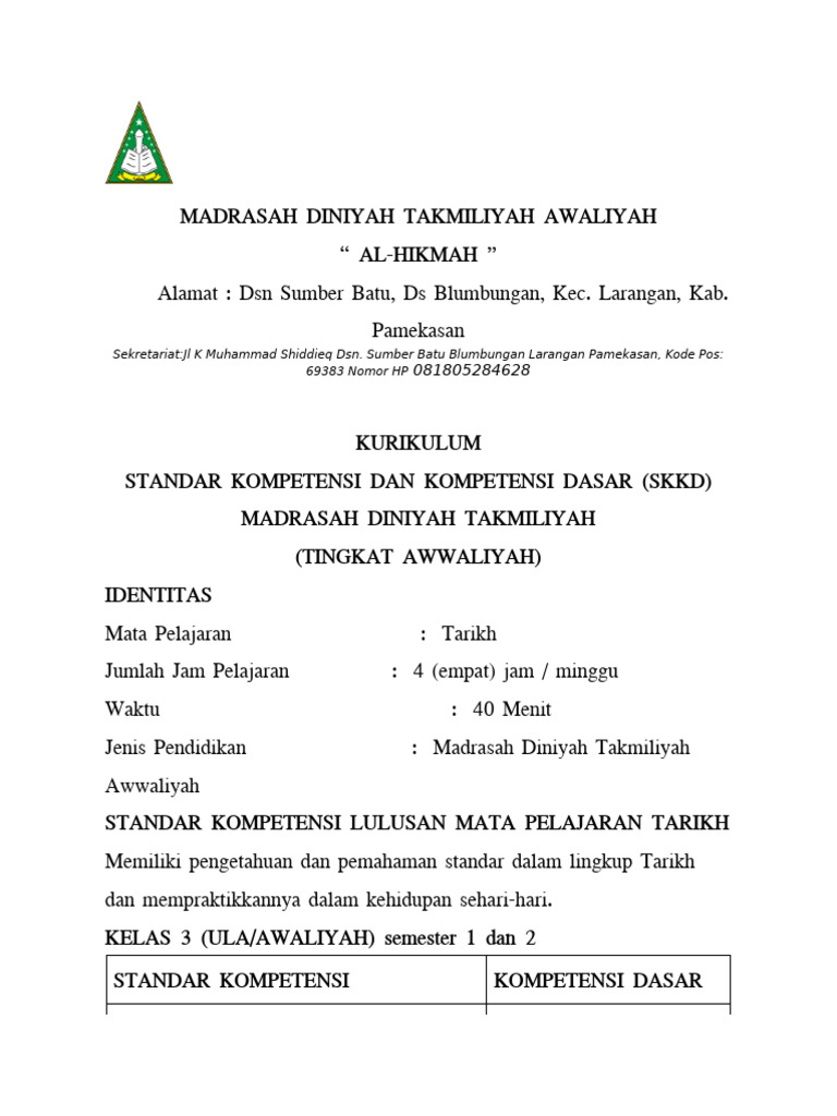 11zon - Kurikulum MDT Tarikh | PDF