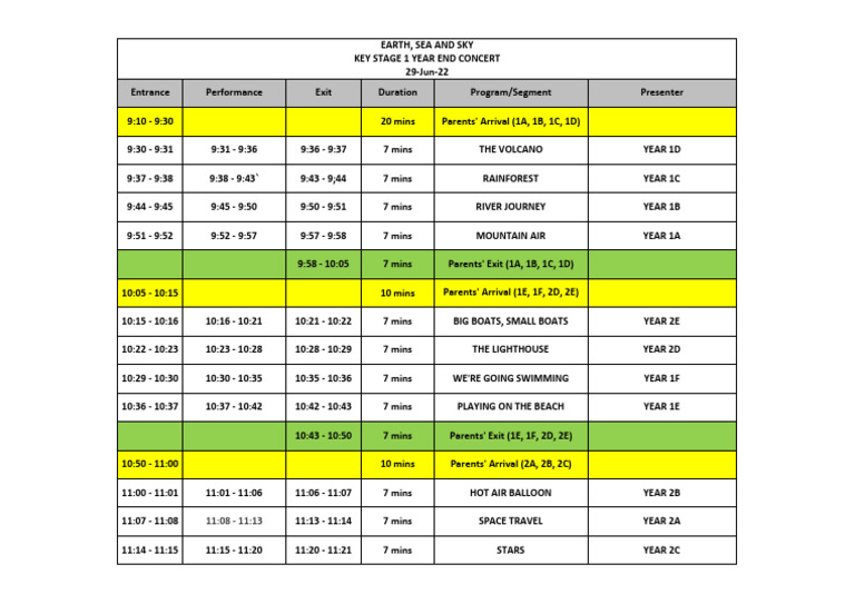 Concert Timetable | PDF