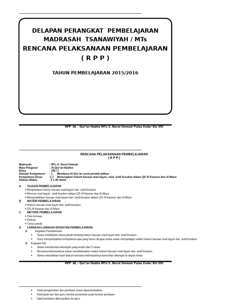 RPP QH Viii - 1 & 2 | PDF